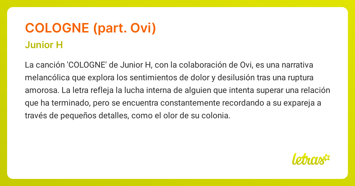 Significado de la canción COLOGNE (PART. OVI) (Junior H) - LETRAS.COM