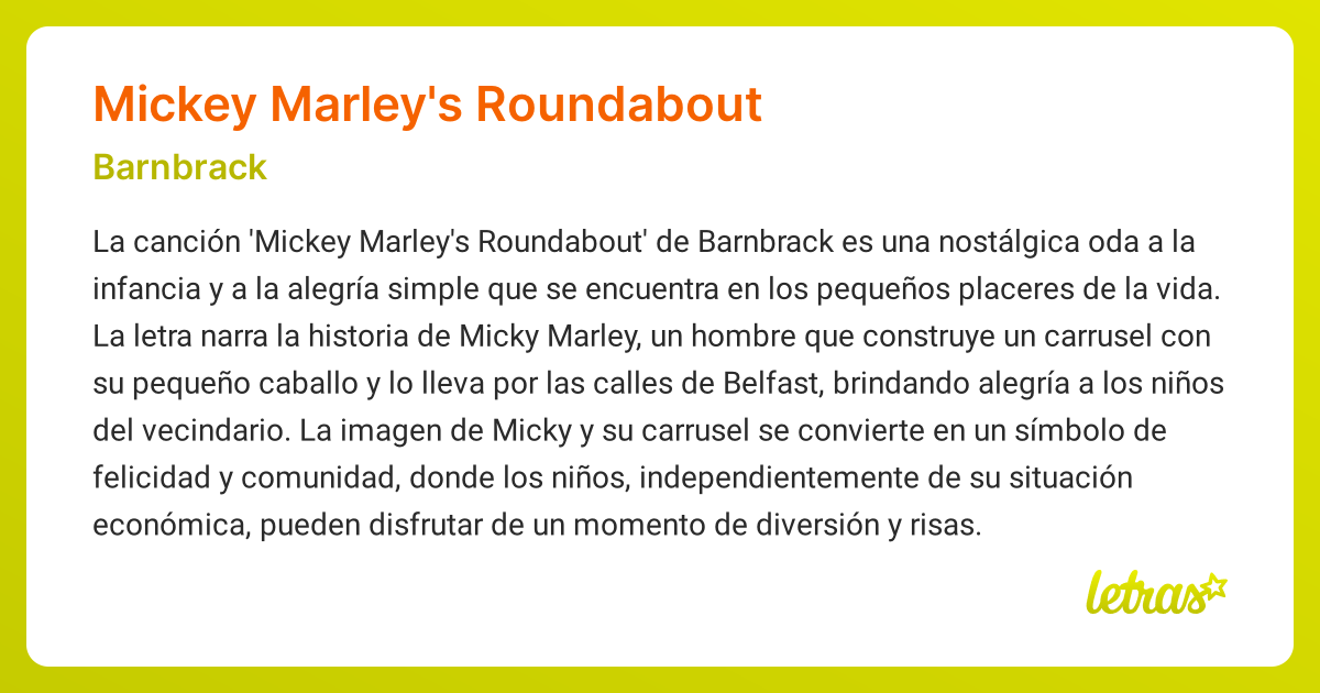 Significado de la canción MICKEY MARLEY'S ROUNDABOUT (Barnbrack ...