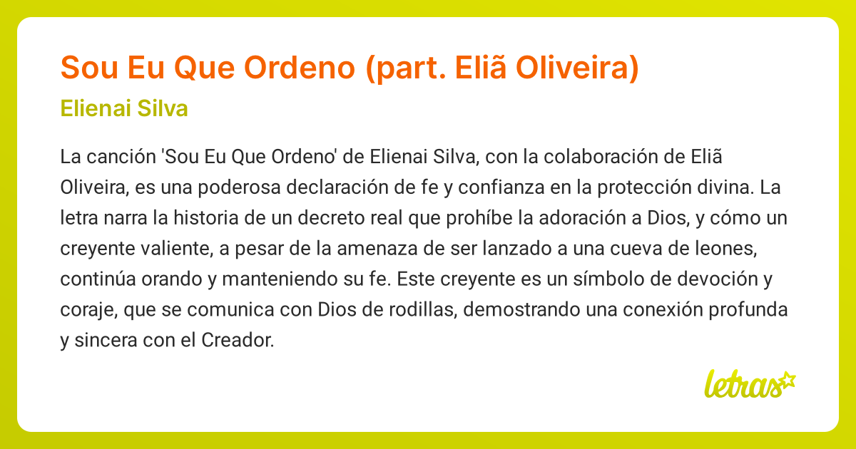 Significado de la canción Sou Eu Que Ordeno (part. Eliã Oliveira ...