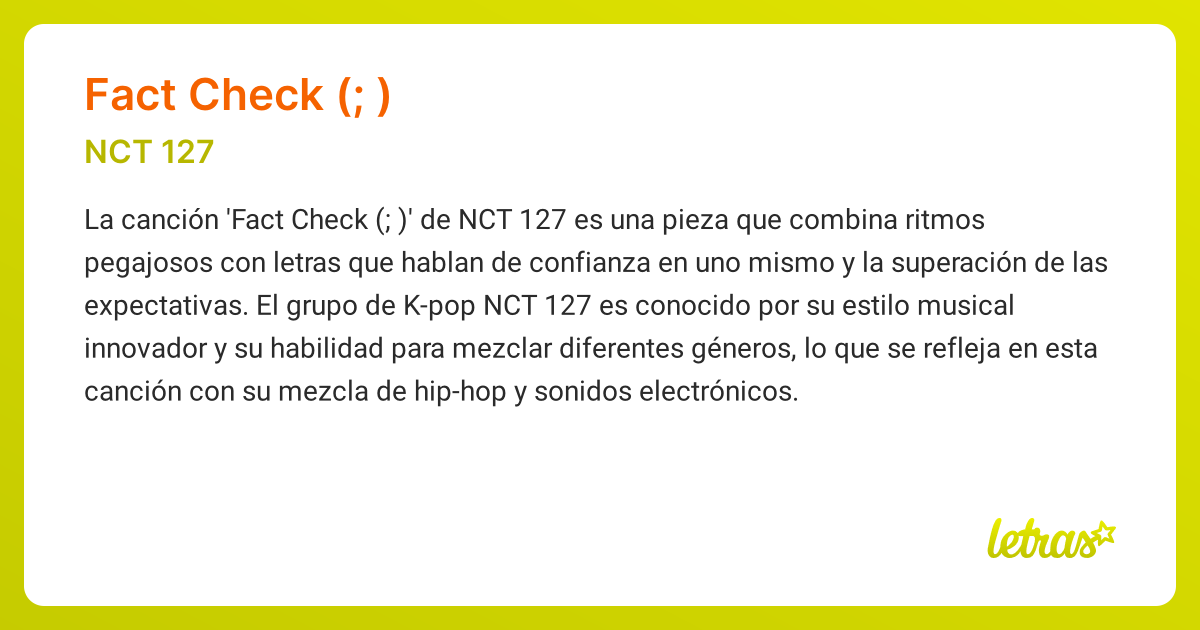 Significado de la canción Fact Check (불가사의; 不可思議) (NCT 127) - LETRAS.COM