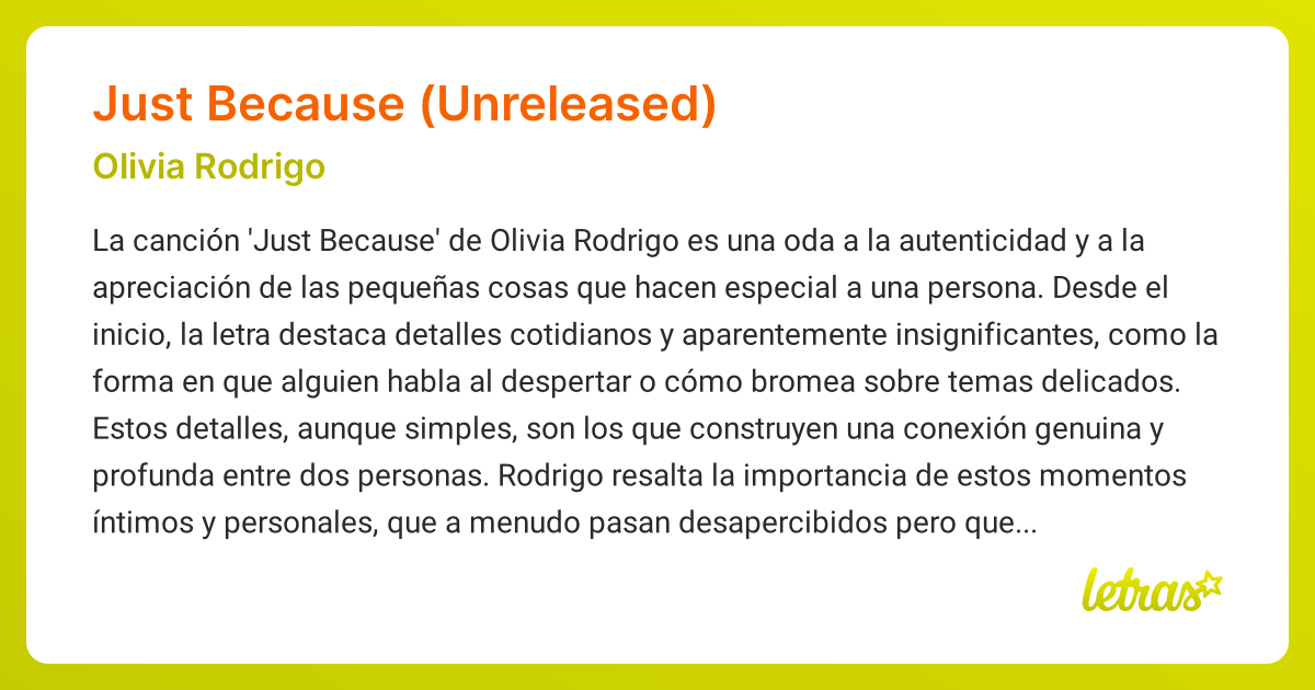 Significado de la canción JUST BECAUSE (Olivia Rodrigo) - LETRAS.COM