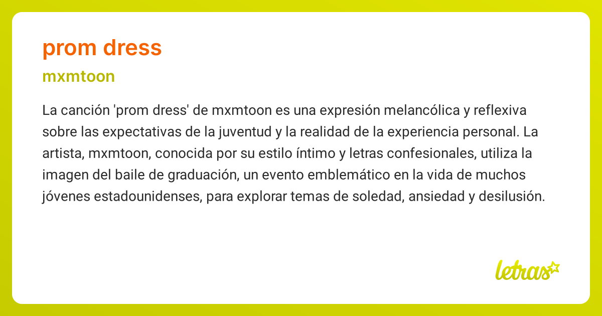 Significado de la canción PROM DRESS (mxmtoon) - LETRAS.COM