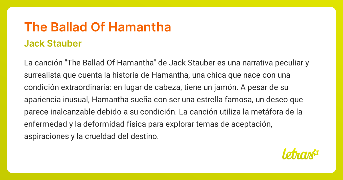 Significado de la canción THE BALLAD OF HAMANTHA (Jack Stauber ...
