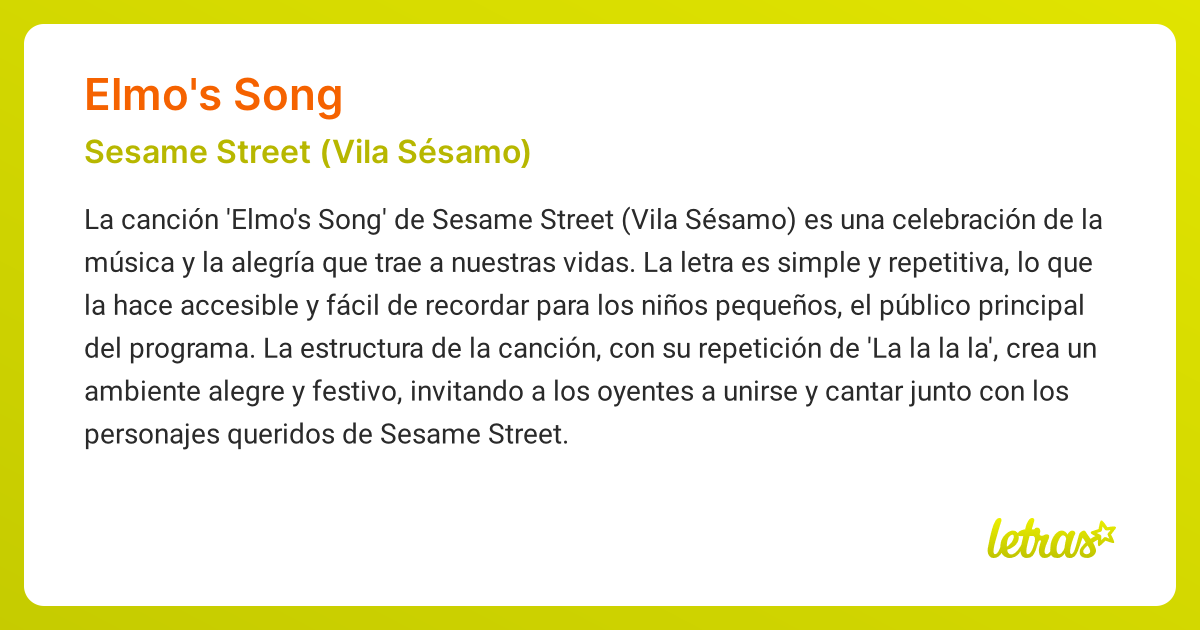 Significado de la canción ELMO'S SONG (Sesame Street (Vila Sésamo ...