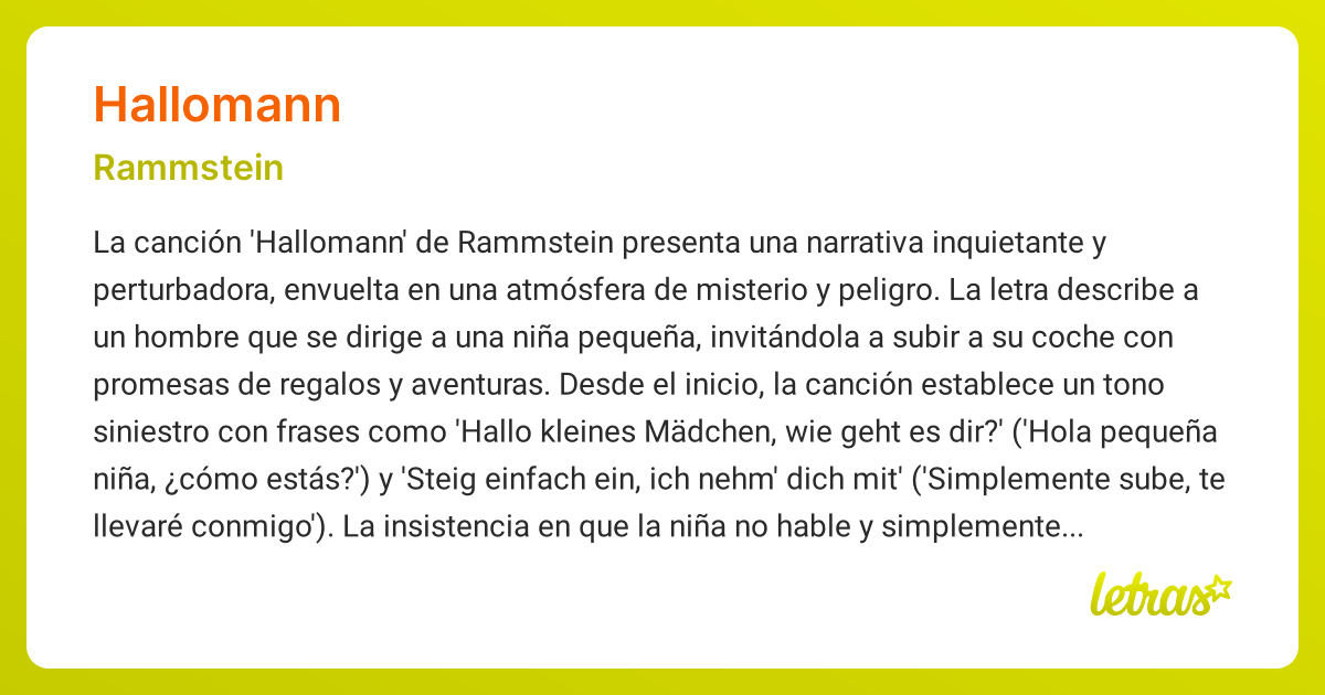 Significado de la canción HALLOMANN (Rammstein) - LETRAS.COM