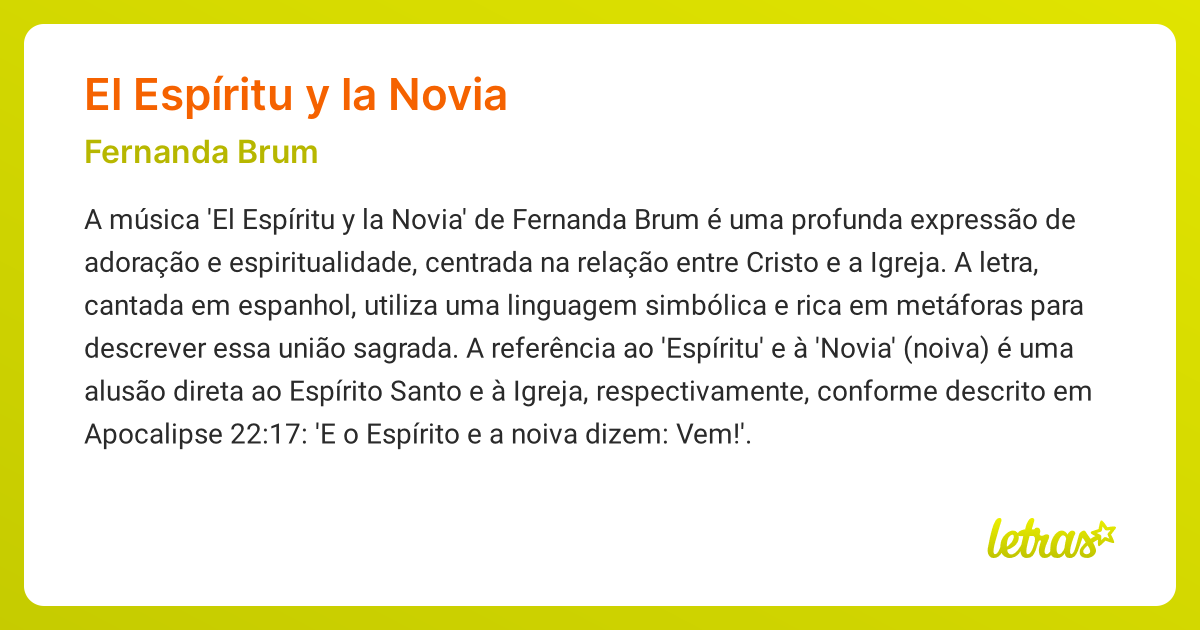 Significado da música EL ESPÍRITU Y LA NOVIA (Fernanda Brum) - LETRAS ...