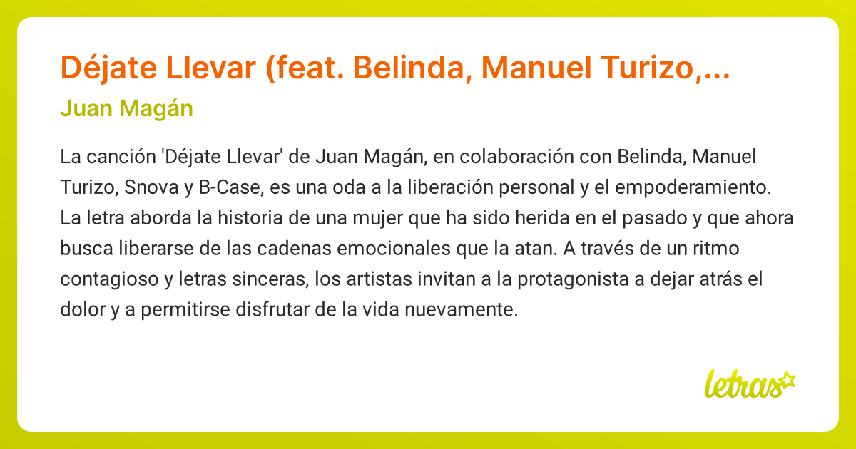 Significado de la canción Déjate Llevar (feat. Belinda, Manuel Turizo ...