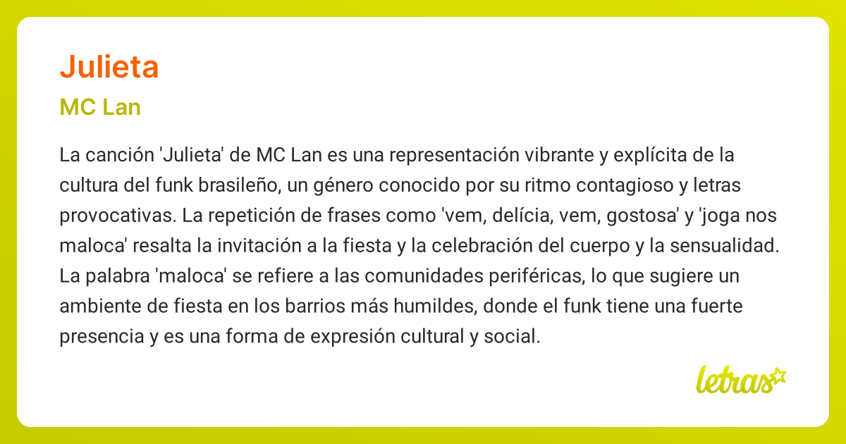 Significado de la canción JULIETA (MC Lan) - LETRAS.COM