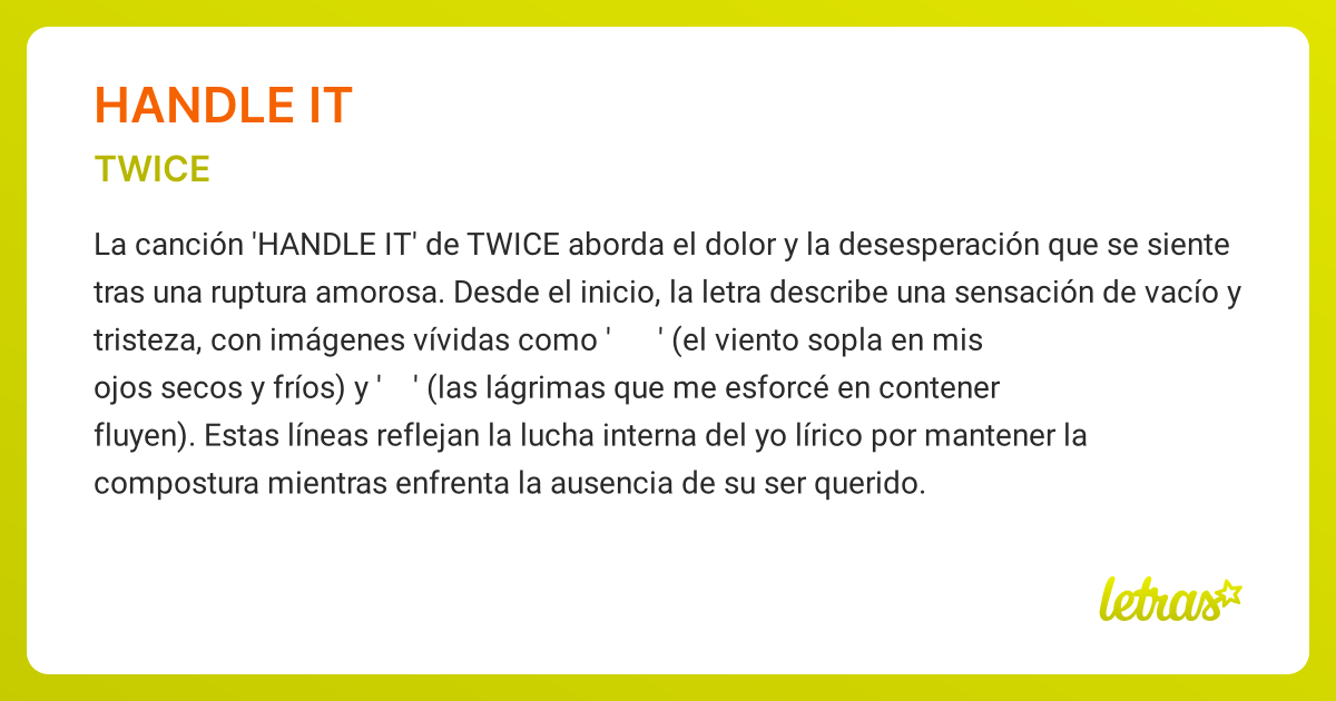 Significado de la canción HANDLE IT (TWICE) - LETRAS.COM