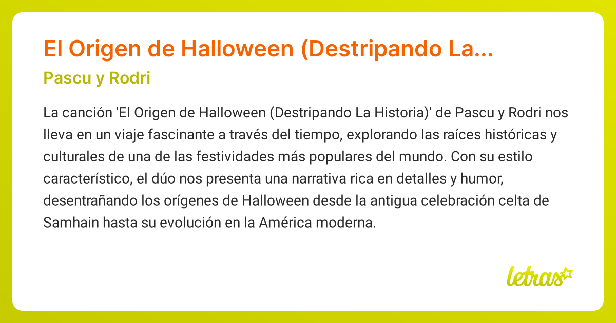 Significado de la canción El Origen de Halloween (Destripando La ...