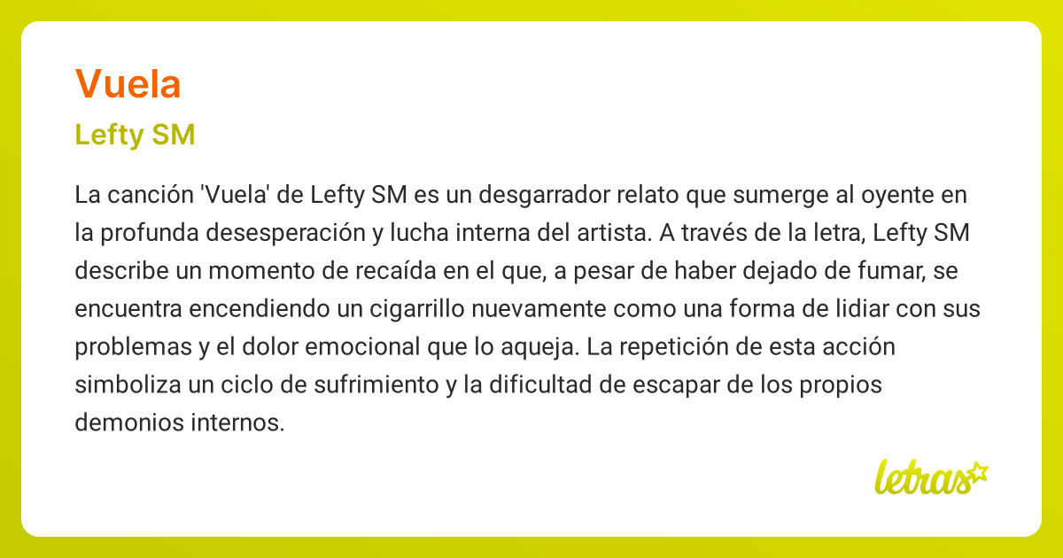 Significado de la canción VUELA (Lefty SM) - LETRAS.COM