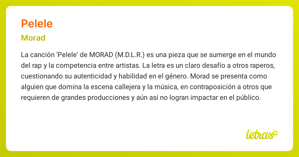 Significado de la canción PELELE (Morad) - LETRAS.COM