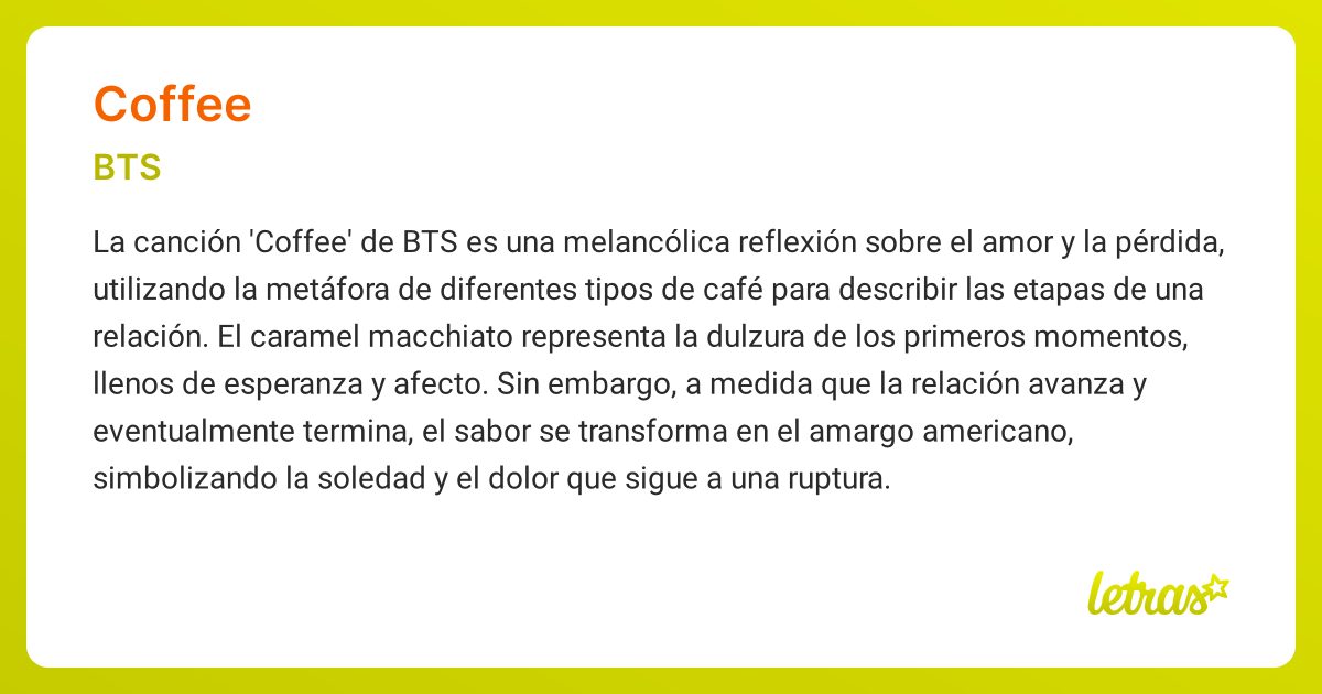 Significado de la canción COFFEE (BTS) - LETRAS.COM