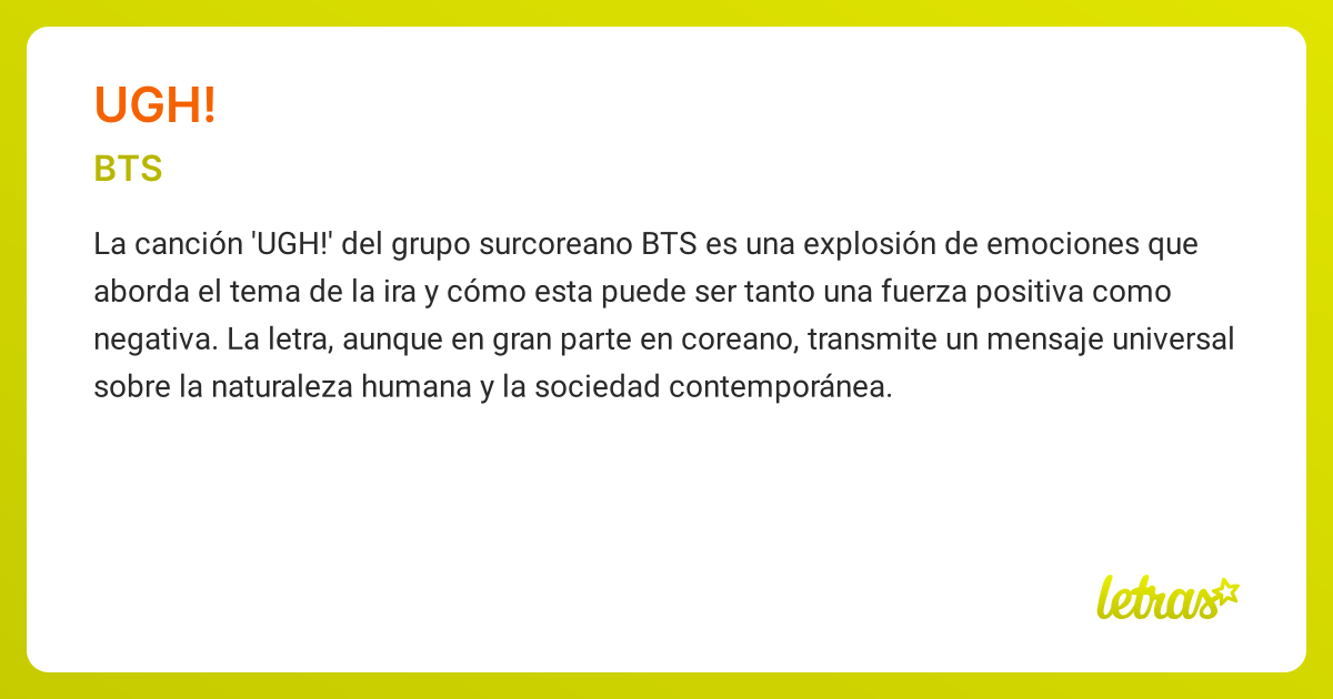 Significado de la canción UGH! (BTS) - LETRAS.COM