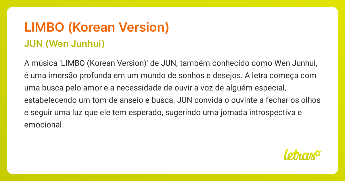 Significado da música LIMBO (KOREAN VERSION) (JUN (Wen Junhui ...