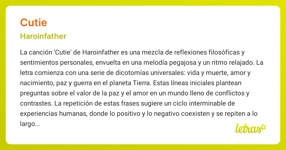 Significado de la canción CUTIE (Haroinfather) - LETRAS.COM