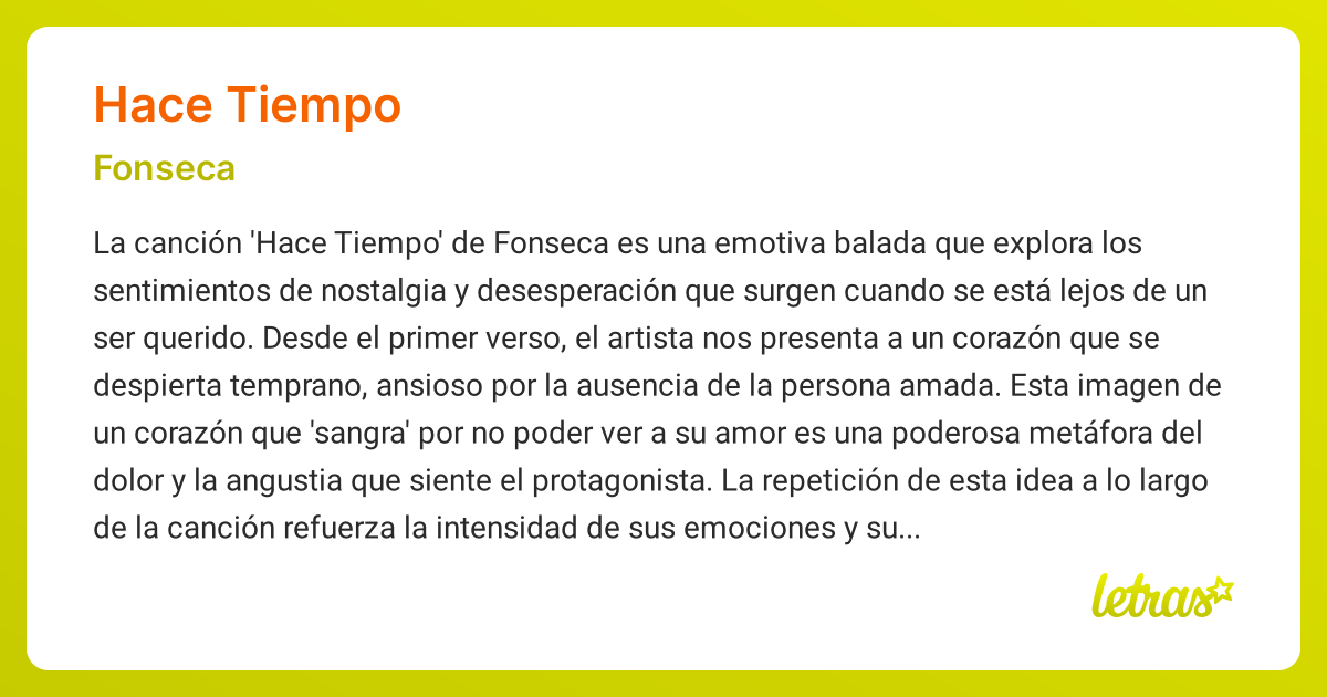 Significado de la canción HACE TIEMPO (Fonseca) - LETRAS.COM