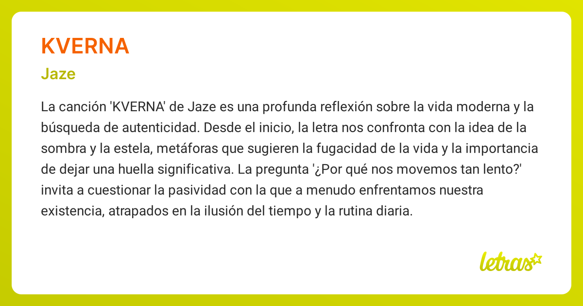 Significado de la canción KVERNA (Jaze) - LETRAS.COM
