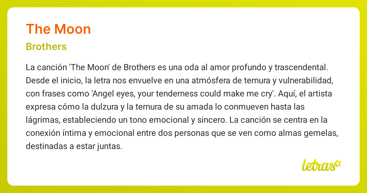 Significado de la canción THE MOON (Brothers) - LETRAS.COM