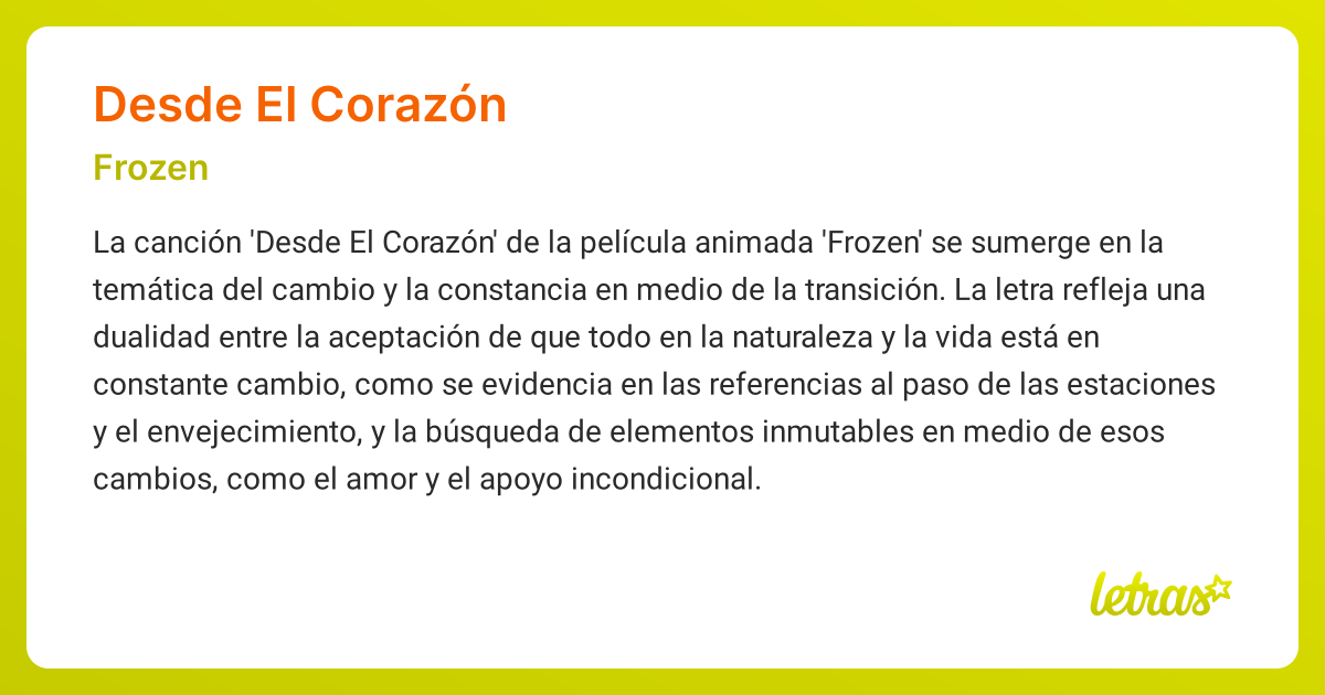 Significado de la canción DESDE EL CORAZÓN (Frozen) - LETRAS.COM