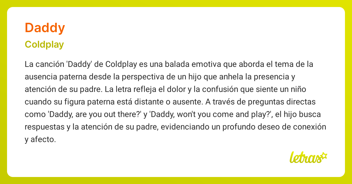 Significado de la canción DADDY (Coldplay) - LETRAS.COM