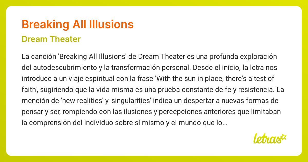Significado de la canción BREAKING ALL ILLUSIONS (Dream Theater ...