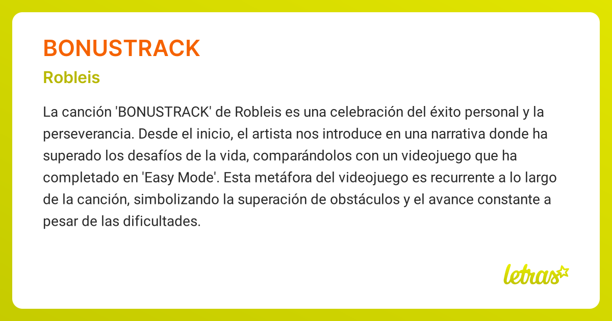 Significado de la canción BONUSTRACK (Robleis) - LETRAS.COM
