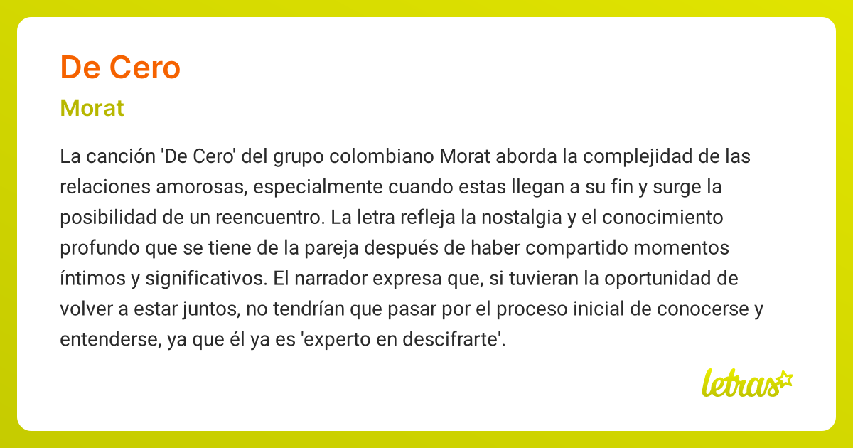 Significado de la canción DE CERO (Morat) - LETRAS.COM