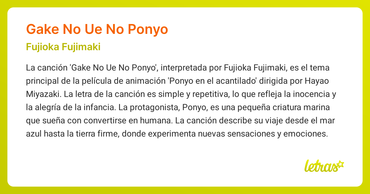 Significado de la canción GAKE NO UE NO PONYO (Fujioka Fujimaki ...