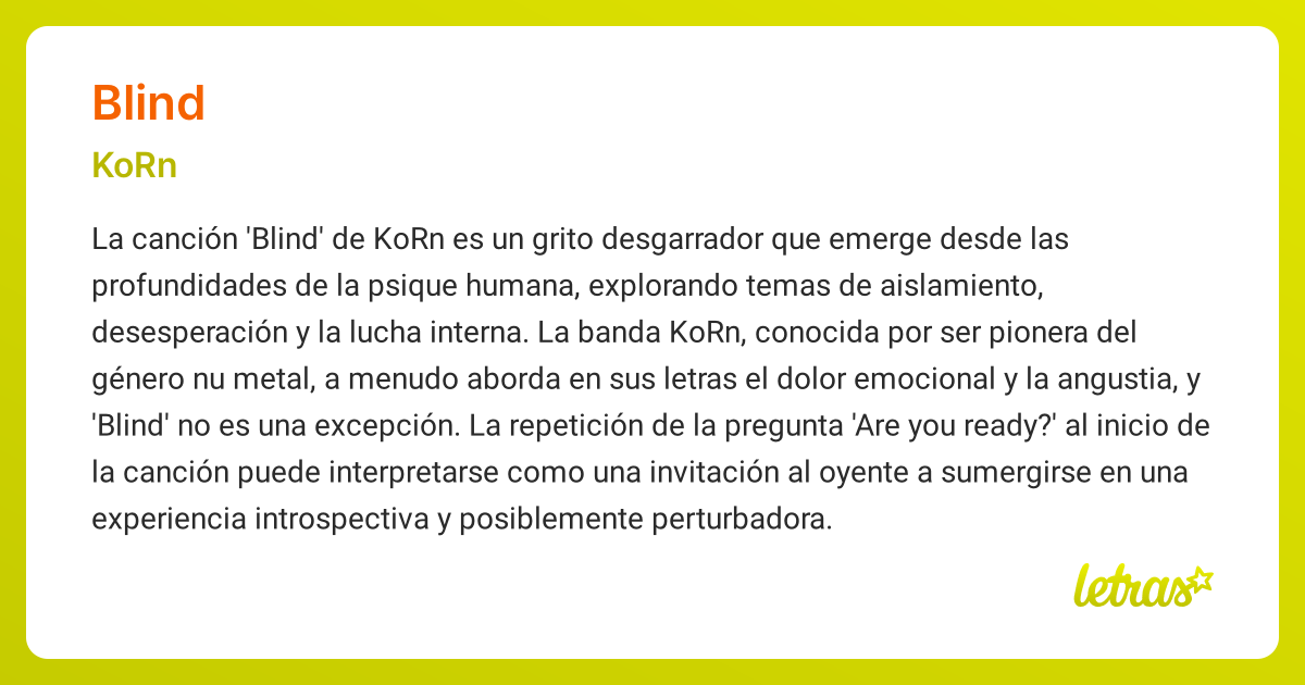Significado de la canción BLIND (KoRn) - LETRAS.COM