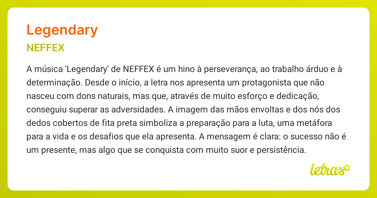 Significado da música LEGENDARY (NEFFEX) - LETRAS.MUS.BR