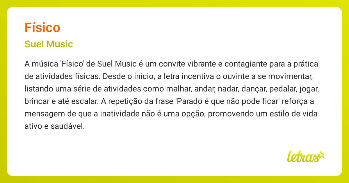 Significado da música FÍSICO (Suel Music) - LETRAS.MUS.BR