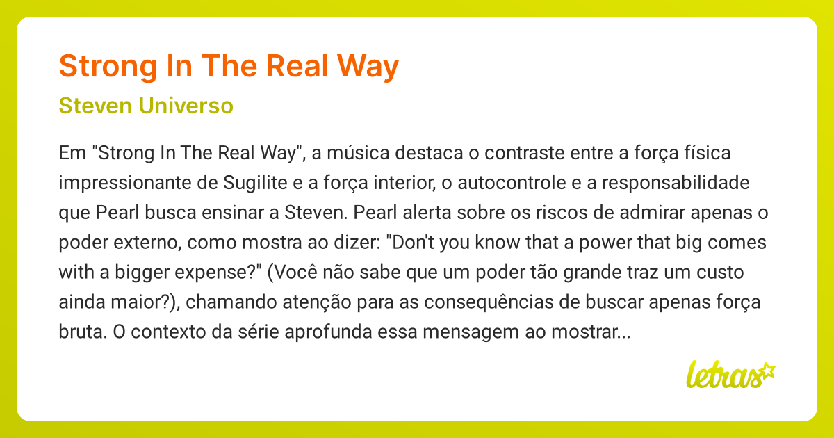 Significado da música STRONG IN THE REAL WAY (Steven Universo) - LETRAS ...