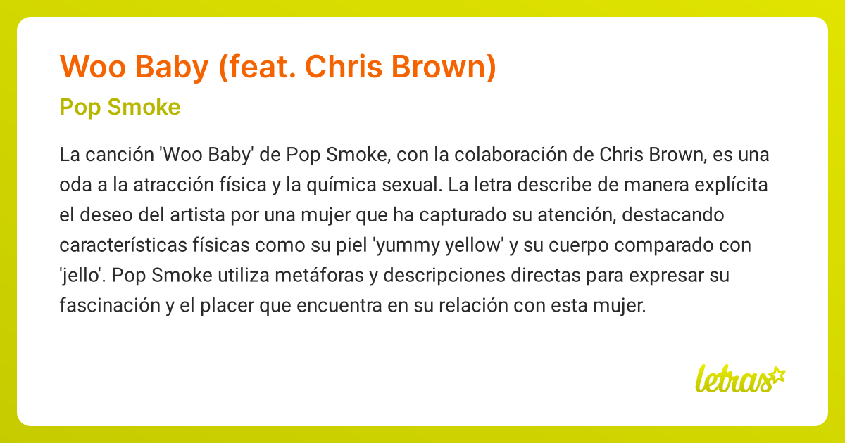 Significado de la canción WOO BABY (FEAT. CHRIS BROWN) (Pop Smoke ...