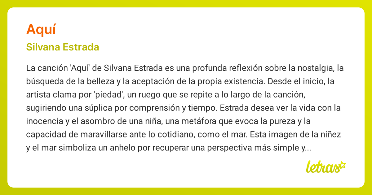 Significado de la canción AQUÍ (Silvana Estrada) - LETRAS.COM