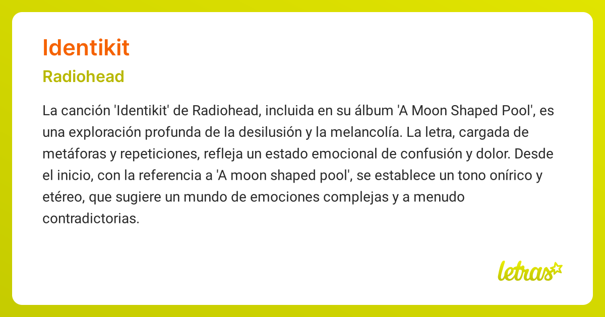 Significado de la canción IDENTIKIT (Radiohead) - LETRAS.COM