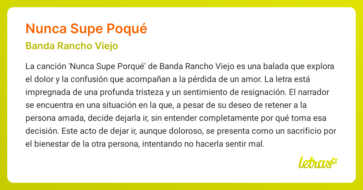 Significado de la canción NUNCA SUPE POQUÉ (Banda Rancho Viejo ...