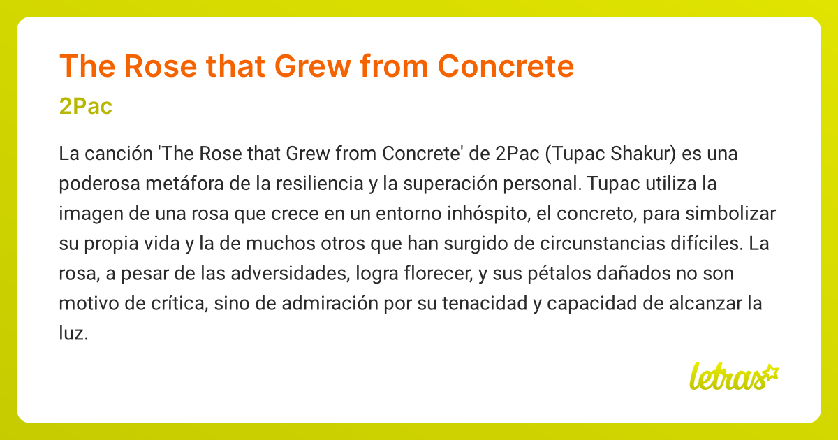 Significado de la canción The Rose that Grew from Concrete (2Pac ...