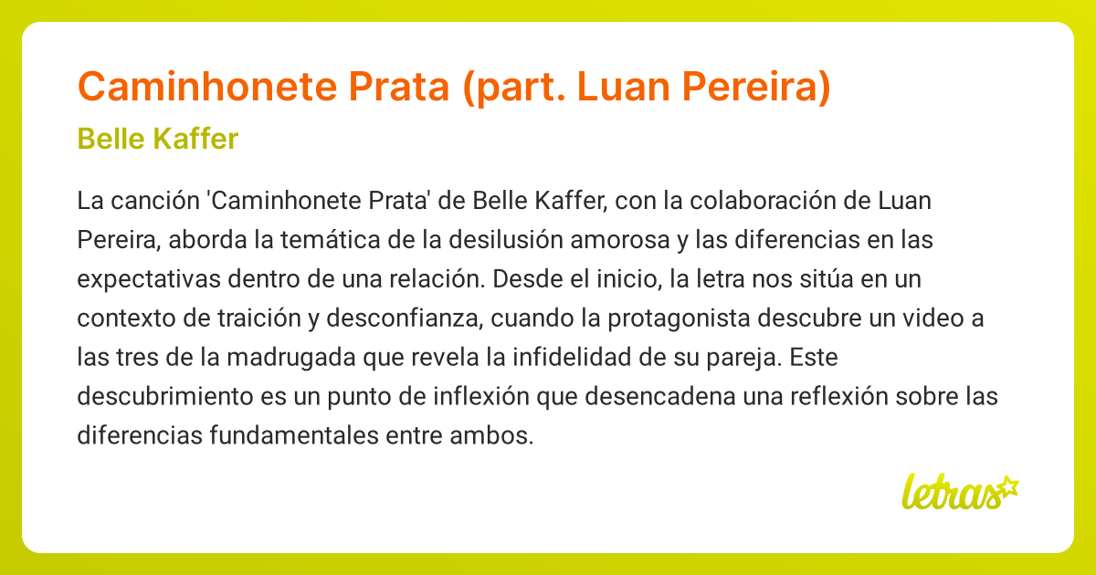 Significado de la canción Caminhonete Prata (part. Luan Pereira) (Belle ...