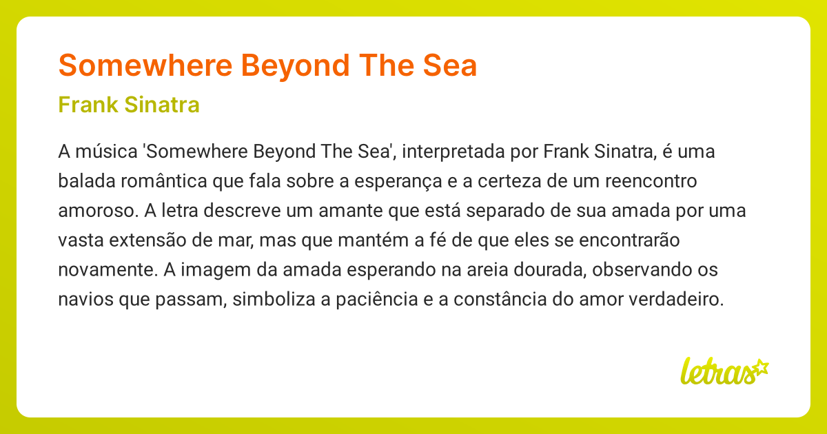 Significado da música SOMEWHERE BEYOND THE SEA (Frank Sinatra) - LETRAS ...