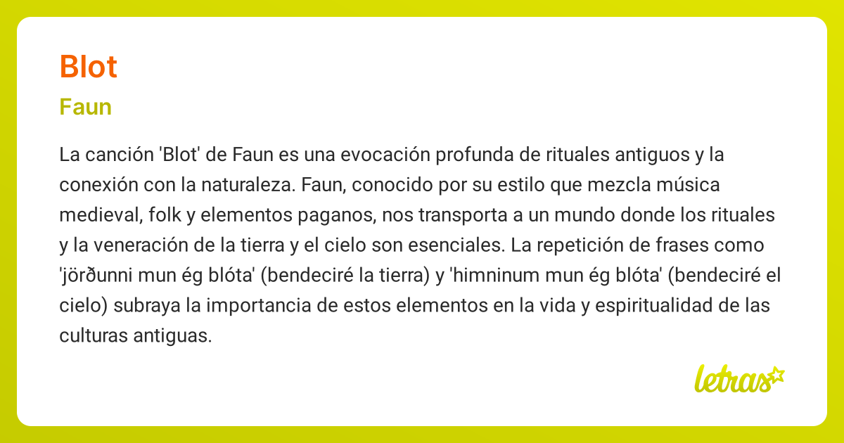 Significado de la canción BLOT (Faun) - LETRAS.COM