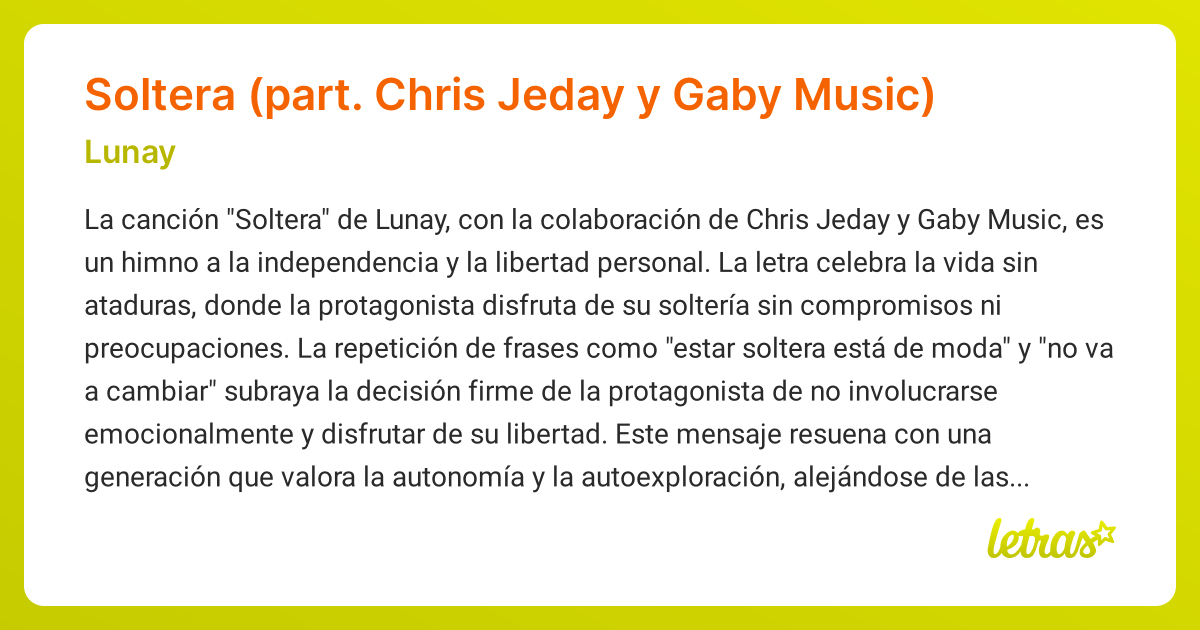 Significado de la canción Soltera (part. Chris Jeday y Gaby Music ...