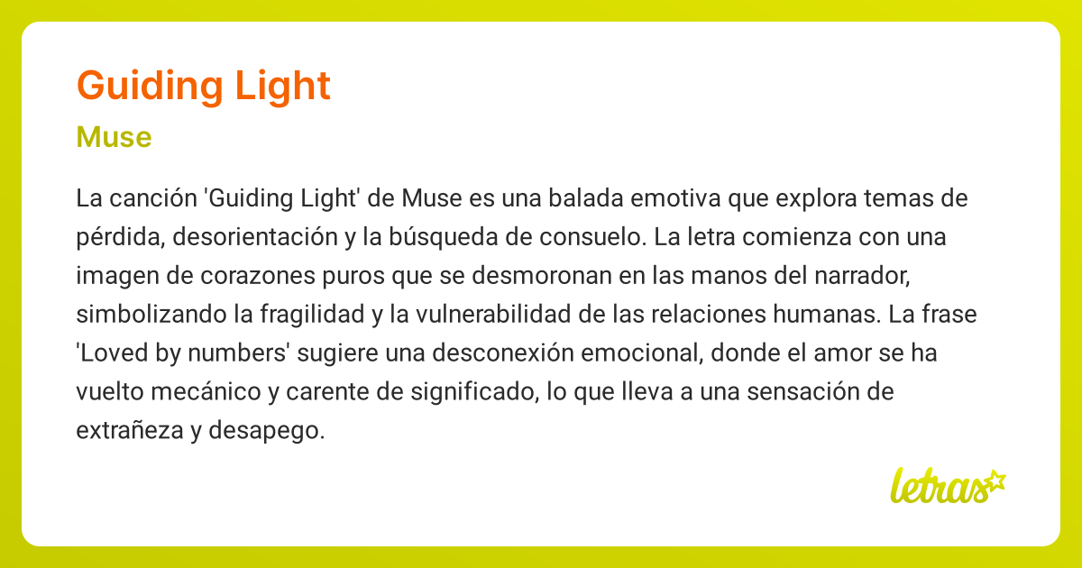 Significado de la canción GUIDING LIGHT (Muse) - LETRAS.COM