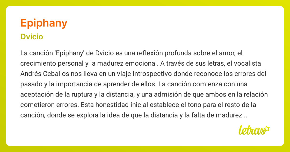 Significado de la canción EPIPHANY (Dvicio) - LETRAS.COM