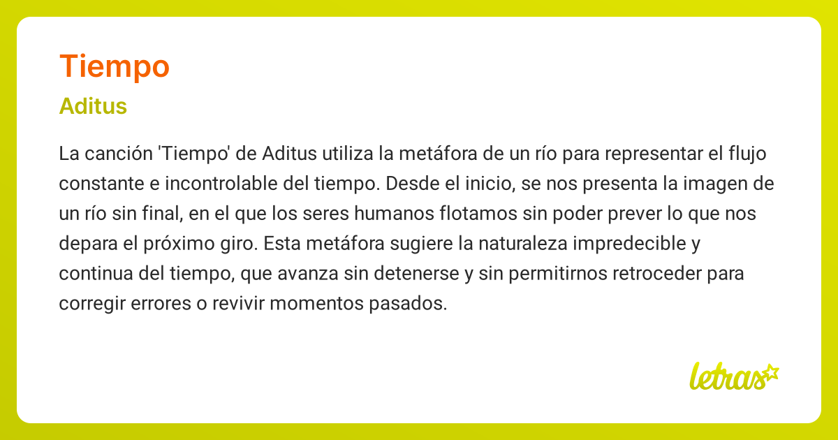 Significado de la canción TIEMPO (Aditus) - LETRAS.COM
