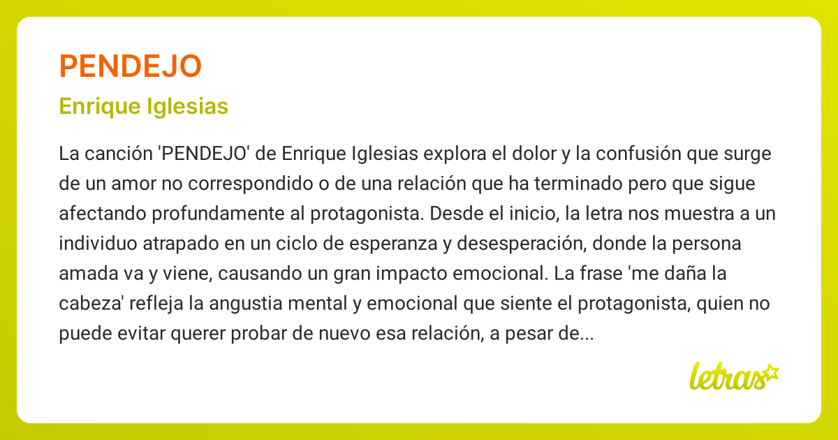 Significado de la canción PENDEJO (Enrique Iglesias) - LETRAS.COM