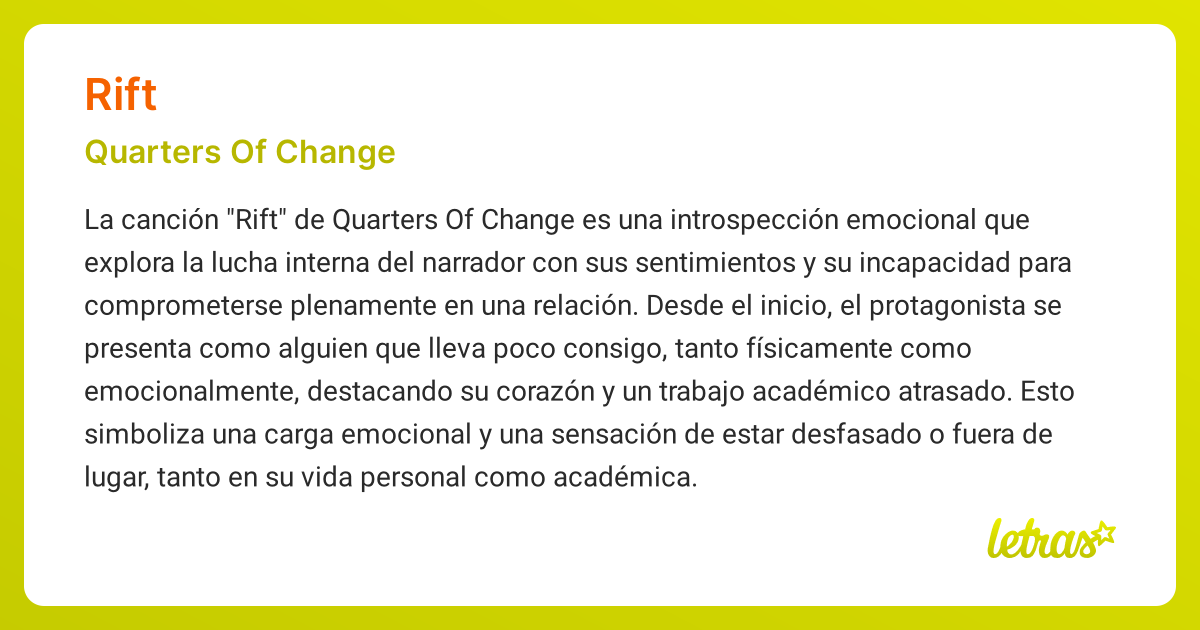 Significado de la canción RIFT (Quarters Of Change) - LETRAS.COM