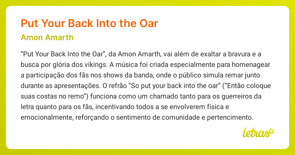 Significado da música PUT YOUR BACK INTO THE OAR (Amon Amarth) - LETRAS ...