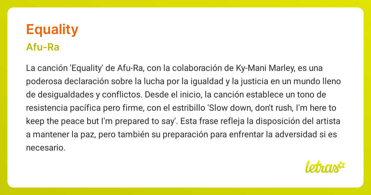 Significado de la canción EQUALITY (Afu-Ra) - LETRAS.COM
