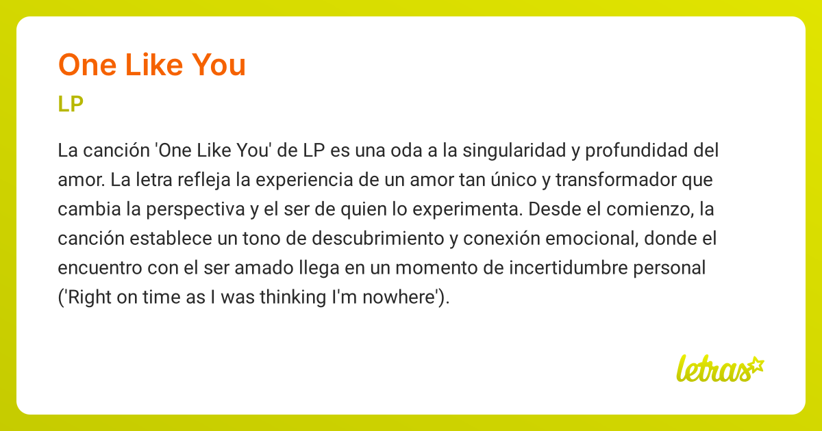 Significado de la canción ONE LIKE YOU (LP) - LETRAS.COM